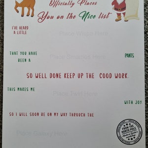 10 A4 Christmas Chocolate Message Cards Ideal for Christmas Eve Boxes ...