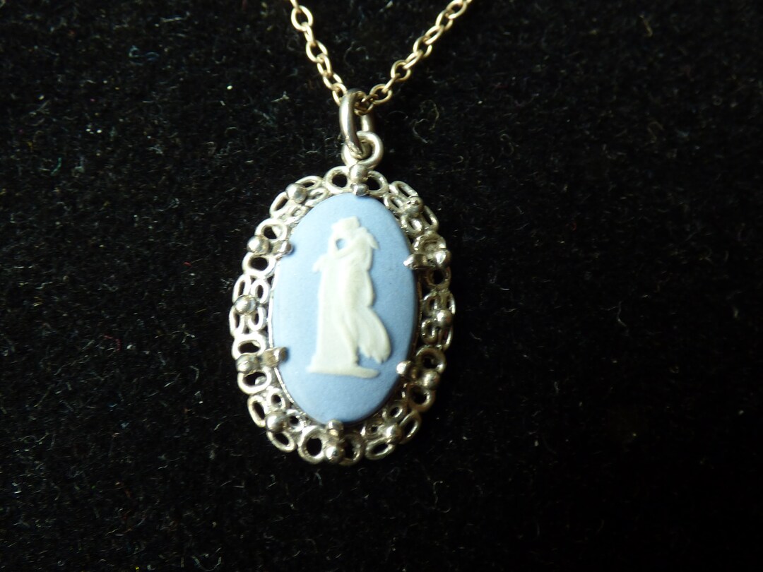 Wedgwood Blue Jasperware & Sterling Silver Pendant - Etsy