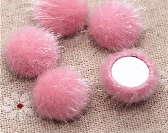 Fluffy Round Embellishments Pink 16mm Circular Flat Back - Etsy UK