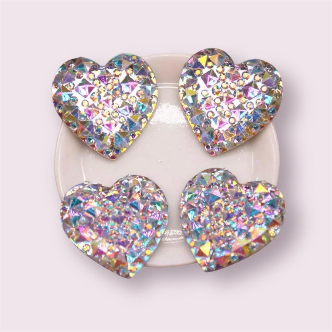 Heart Cabochons, Rhinestone 18mm Heart Embellishments, Flat Back Resin ...