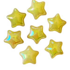 Yellow Star Pearl Effect Cabochons, 10mm Flat Back Resin Cabochon, Star ...