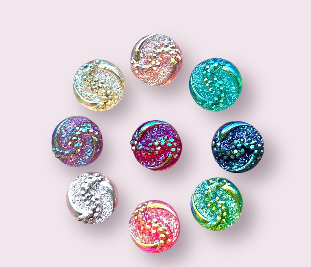 Round Rhinestone Pattern Cabochons, 10mm Flat Back Resin Cabochon ...