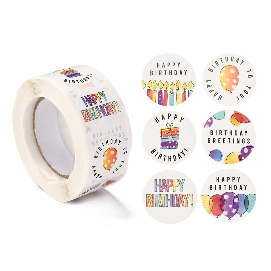 Birthday Stickers, 25mm Round Birthday Labels, Envelope Seals, Party ...