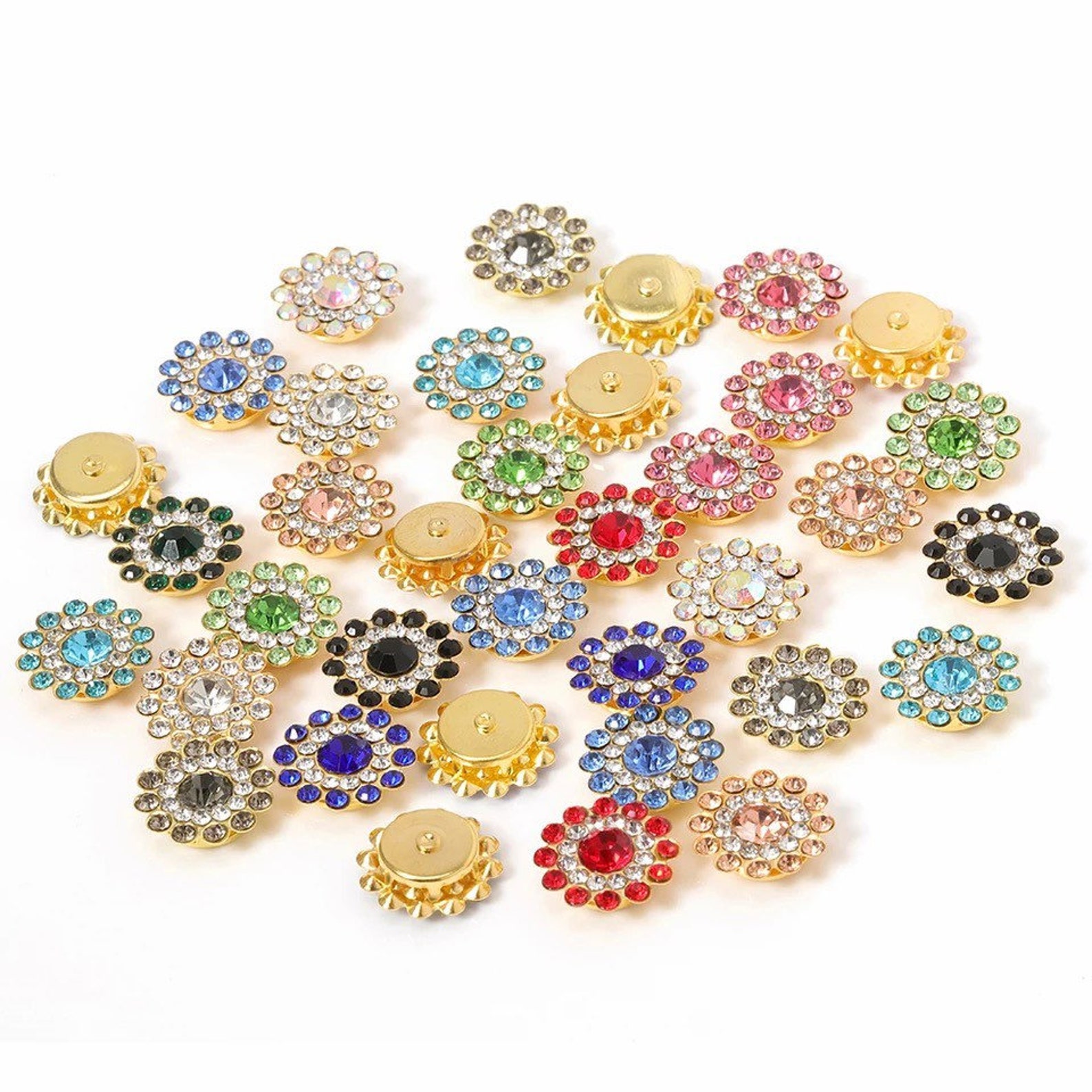 Round Rhinestone Effect Cabochons 14mm Acrylic Cabochon Flat - Etsy