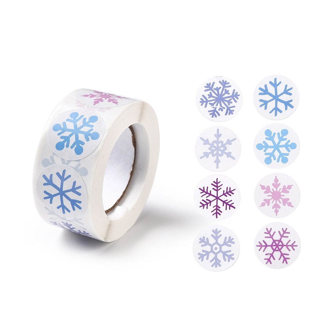 Snowflake Craft Stickers, Blue 25mm Round Picture Stickers, Party Bag ...