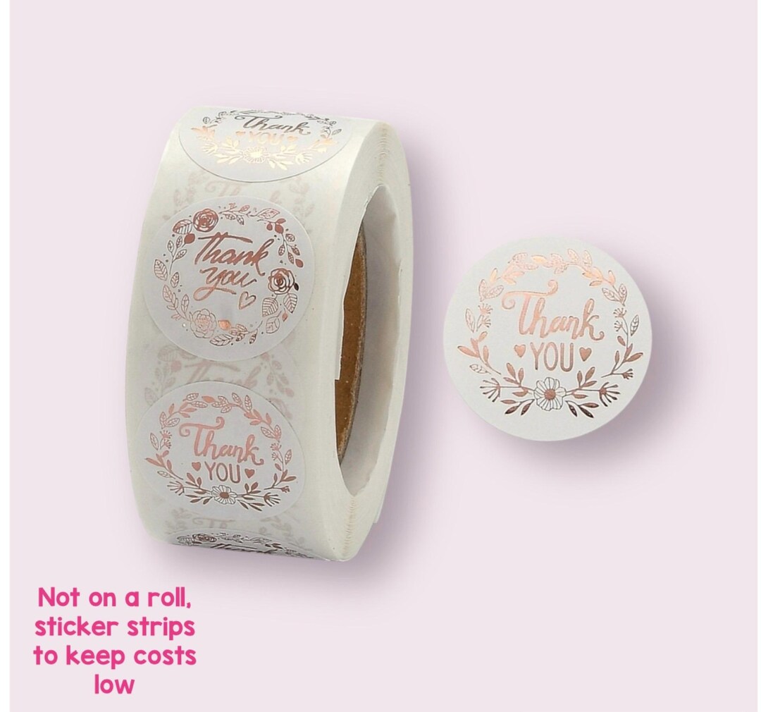 Thank You Craft Stickers, 25mm Round Bronze Metallic Thank You Labels ...