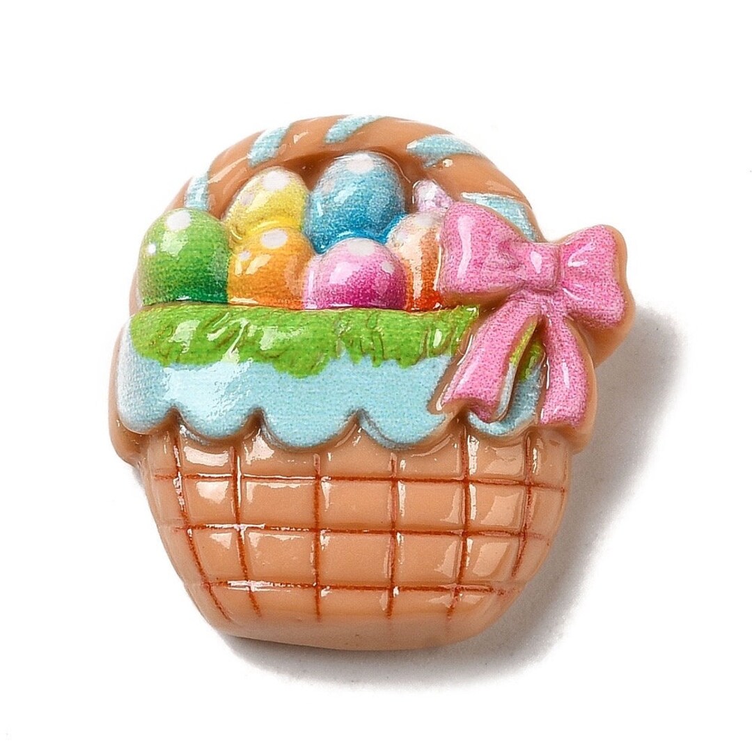 Easter Basket Resin Embellishments, Easter 23mm Craft Cabochons, Flat ...