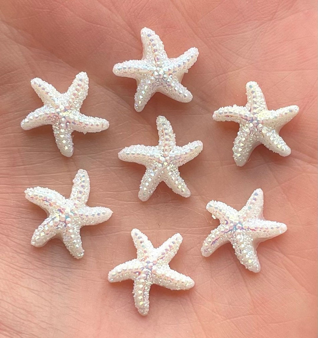 Starfish Resin Cabochons, White Rhinestone Effect Starfish ...