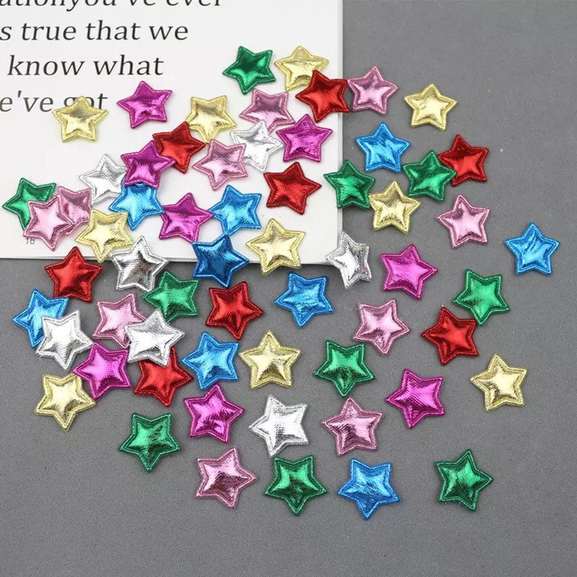 Metallic Coloured Padded Fabric Stars 2cm Shiny Star Craft - Etsy