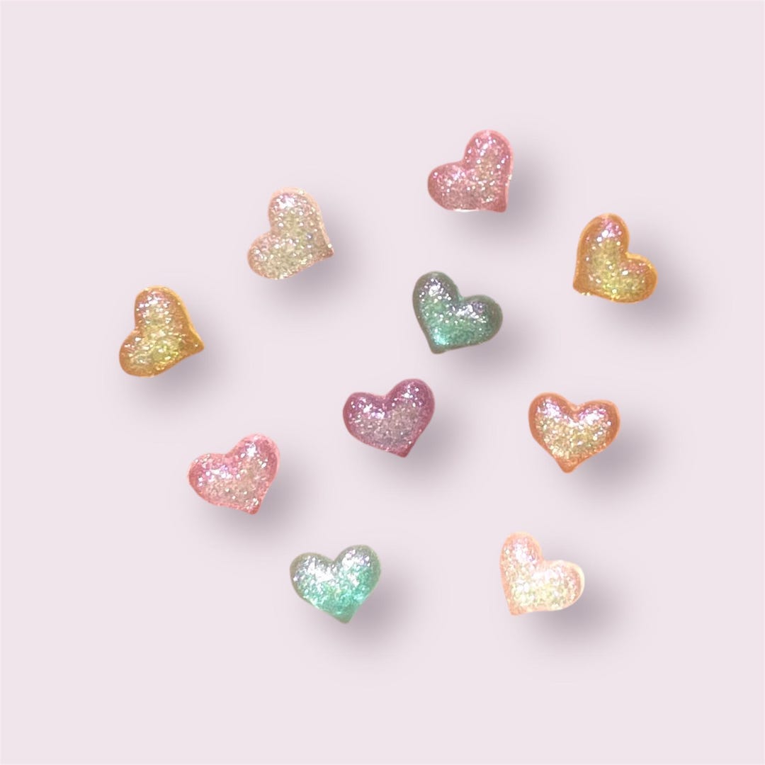 Mini Heart Embellishments, Mixed Colour 4mm Hearts, Flat Back Resin ...