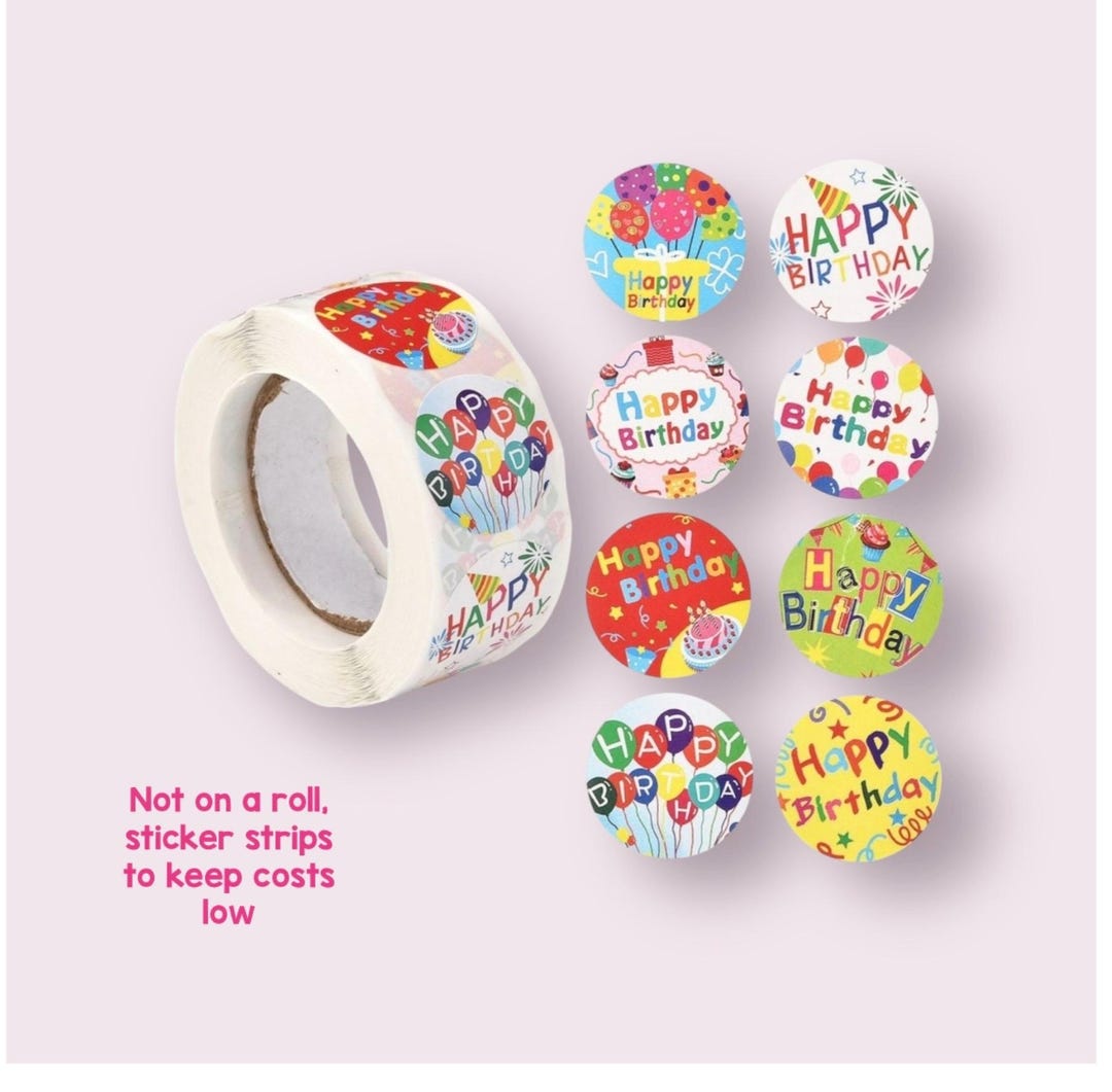 Birthday Stickers, Bright 25mm Round Birthday Labels, Envelope Seals ...