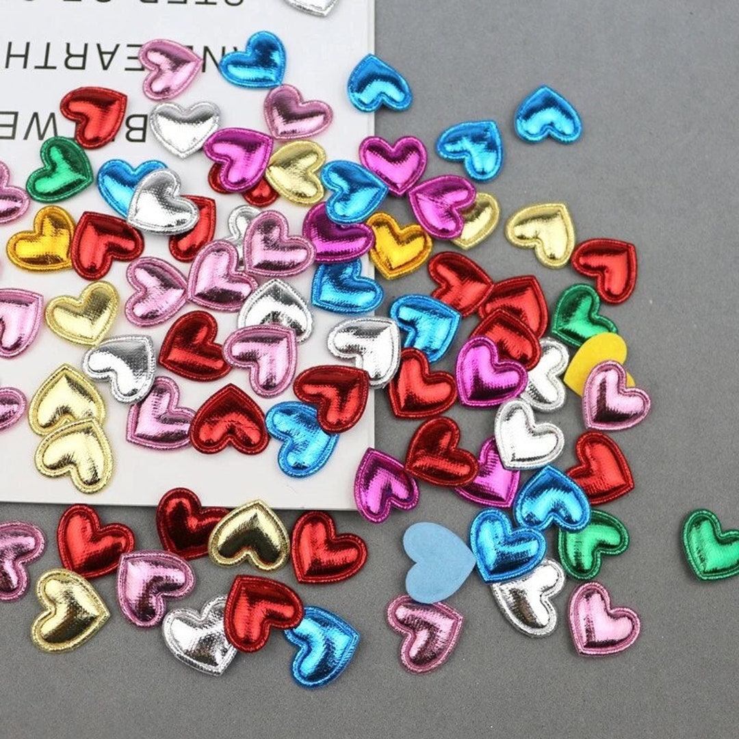 Heart Shaped Metallic Fabric Embellishments, 17mm Fabric Hearts ...