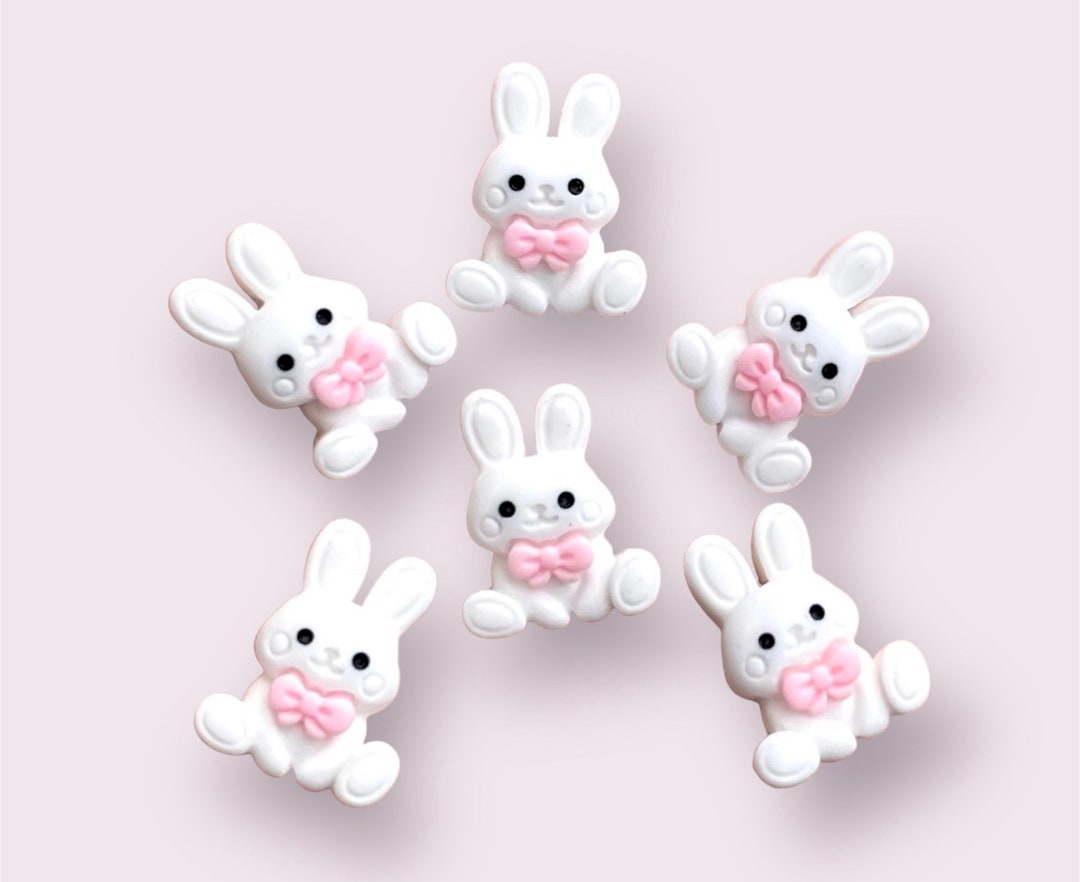 Rabbit Resin Embellishments, White Mini 15mm Rabbit Craft Cabochons ...