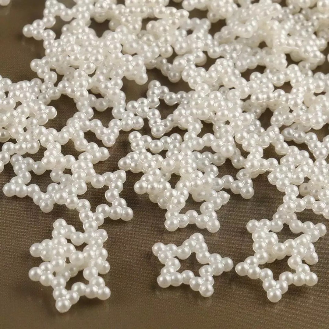 Star Embellishments, Hollow Pearl Effect Resin Embellishments, White ...