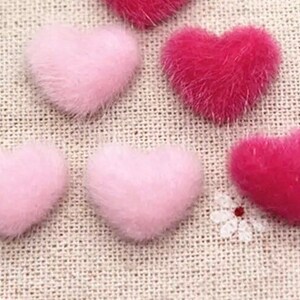 Fluffy Heart Embellishments, Pink 17mm Hearts, Flat Back Heart ...