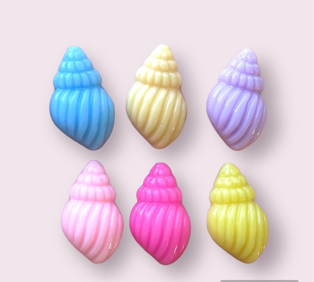 Seashell Cabochons, Spiral Shells, Pastel Mixed Resin Embellishments ...