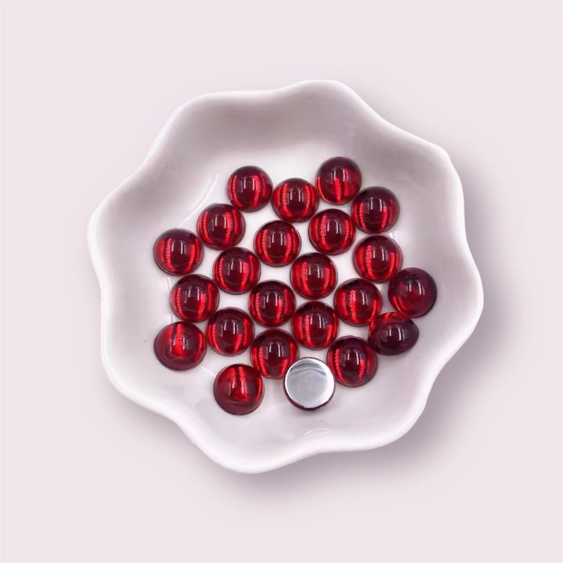 Red Round Resin Cabochon, Glossy 10mm Flat Back Embellishments, Round ...