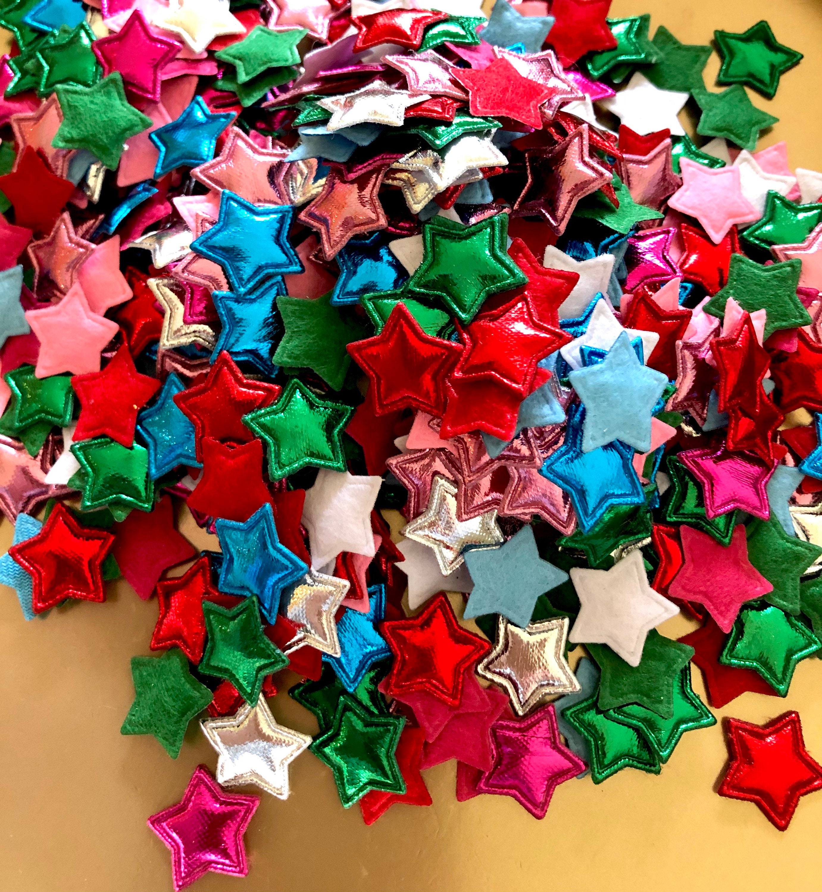 Metallic Coloured Padded Fabric Stars 2cm Shiny Star Craft - Etsy