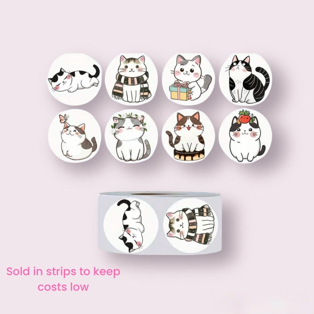 Cat Craft Stickers, 25mm Circular Cat Picture Stickers, Round Animal ...