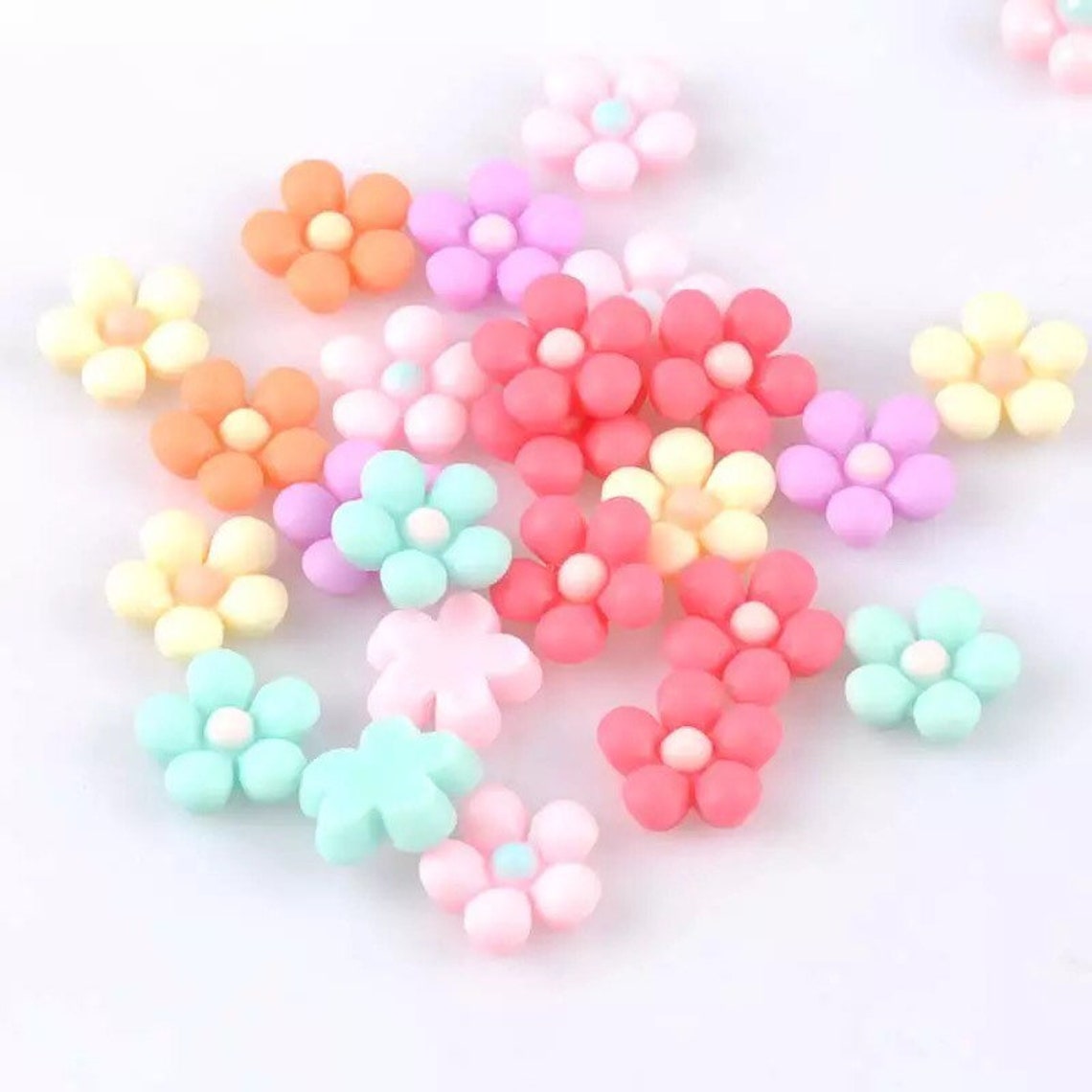 Pastel Flower Cabochons 12mm Resin Flower Embellishments - Etsy UK