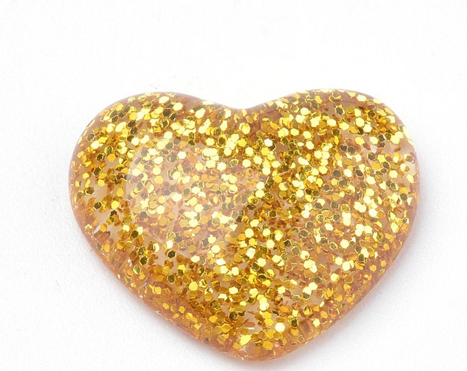 Rhinestone Silver Heart Cabochons, 10mm Flat Back Resin Hearts, Silver ...