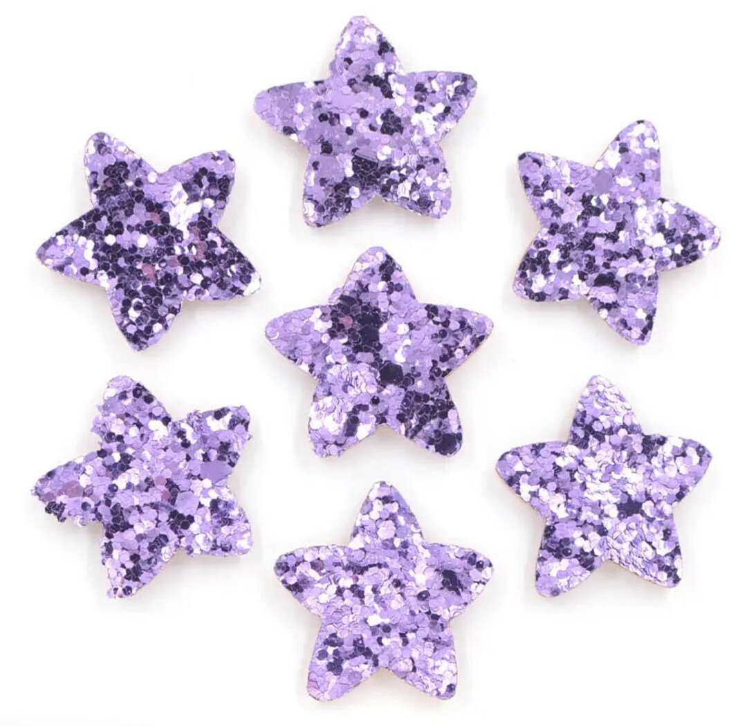 Star Purple Felt Fabric Glitter Appliqués, Fabric 25mm Stars, Fabric ...