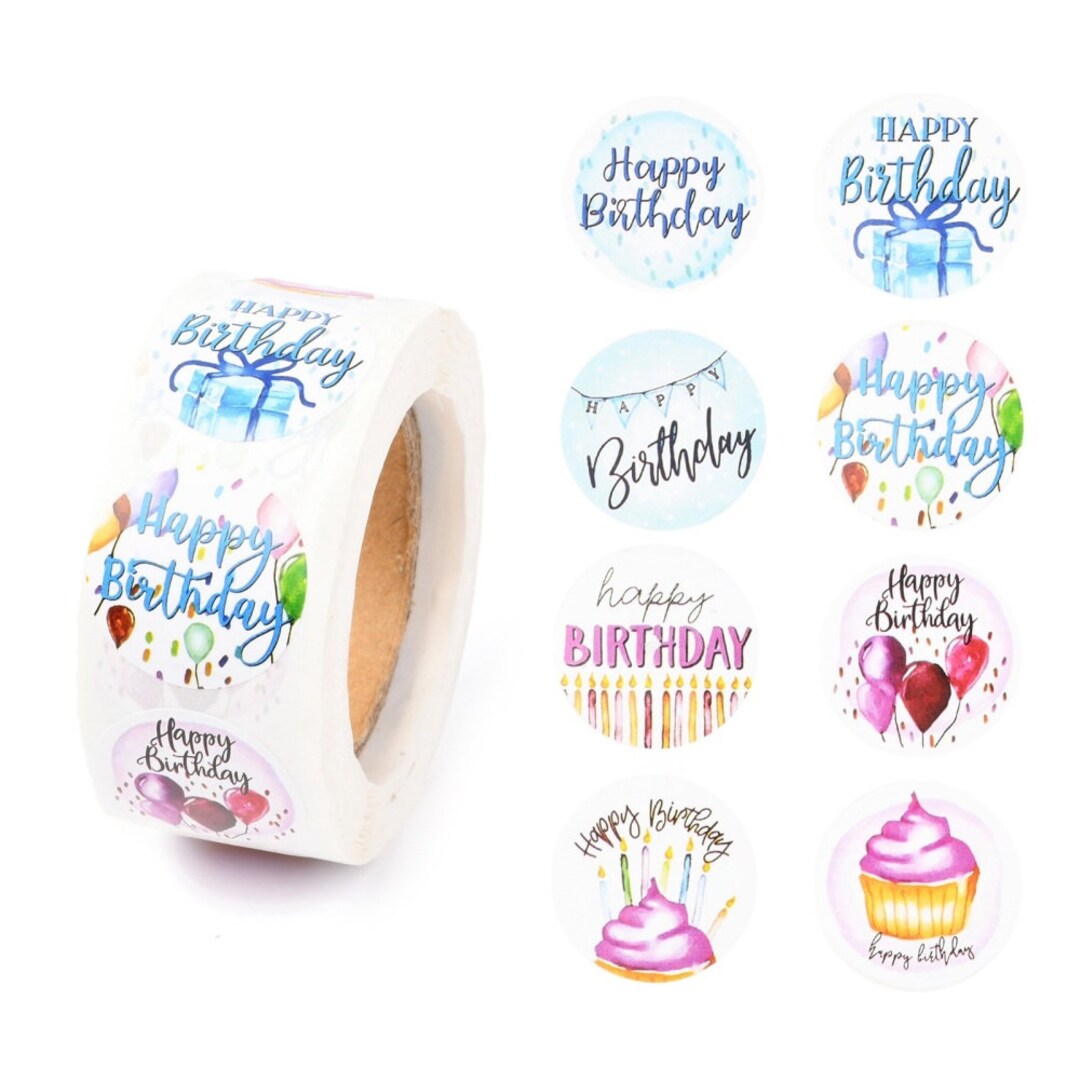Birthday Stickers, 25mm Round Birthday Labels, Envelope Seals, Party ...