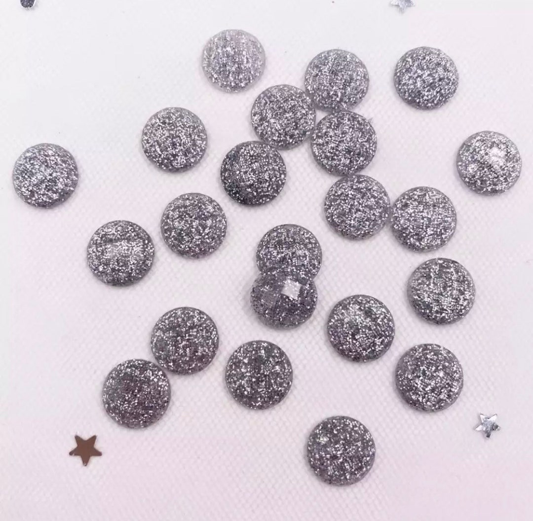 Round silver cabochon, 8mm flat back embellishments, round craft ...