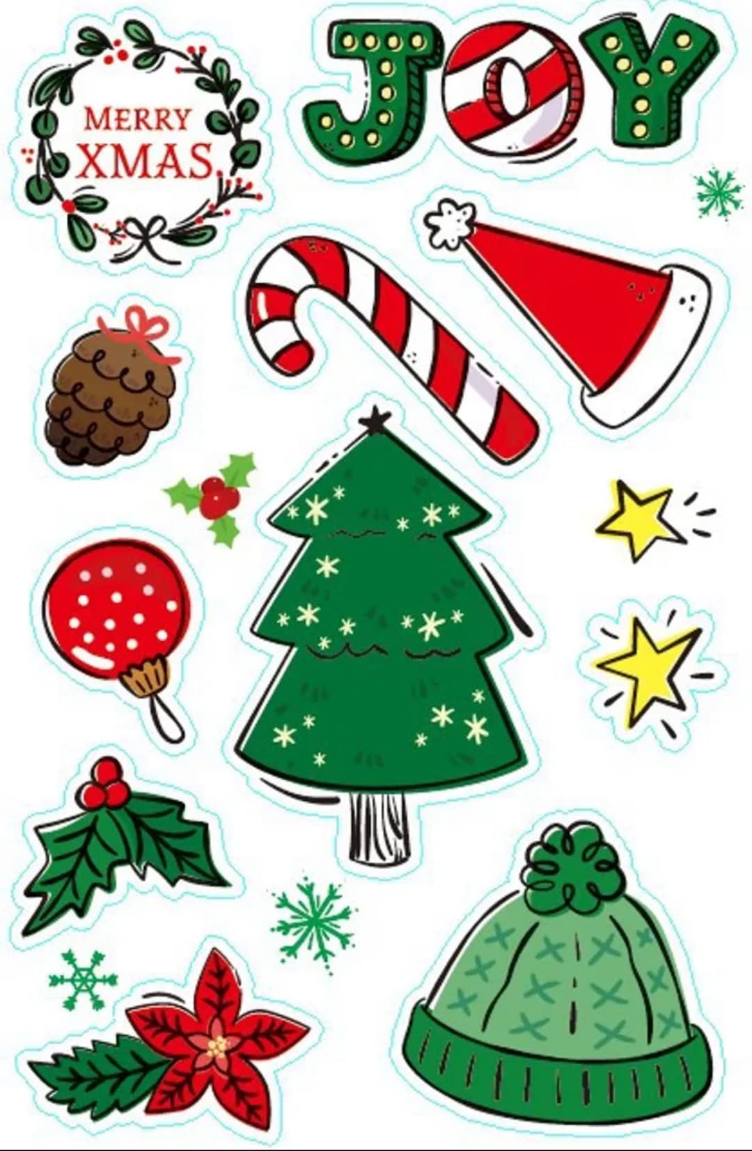 Christmas Sticker Sheet, Fun Christmas Stickers, Xmas Envelope Seal ...