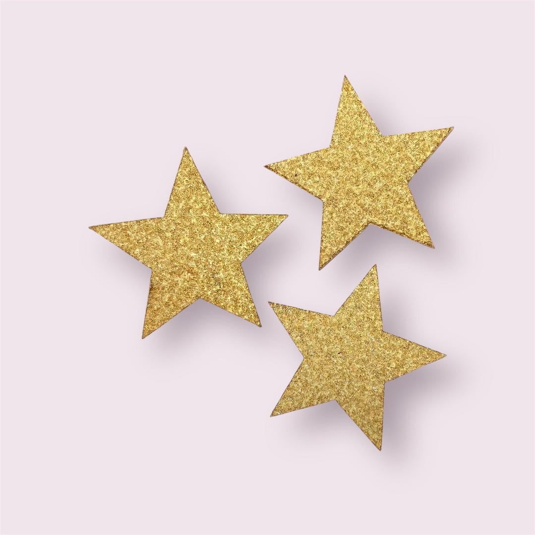 Gold Glitter Wood Star Embellishments, Christmas Embellishments, 30mm ...