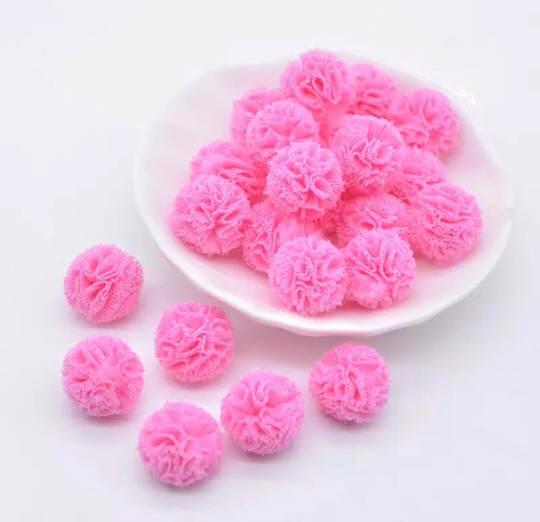 Pink Mesh Fabric Balls, 15mm Tulle Balls, Lace Pom Pom, Hair Bow ...