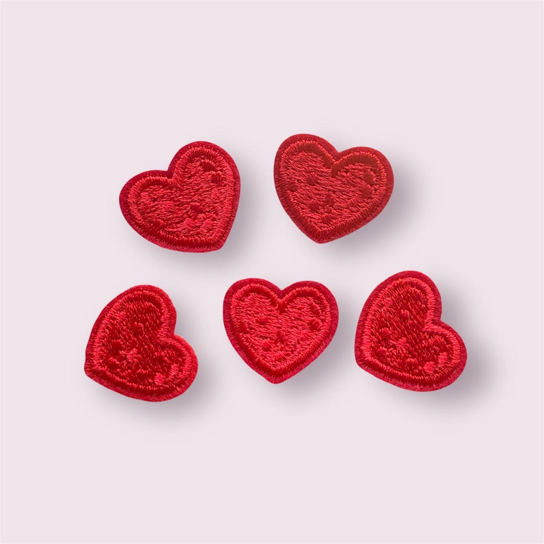 Red Embroidered Heart Patch, Iron on Applique (22mm) - Etsy
