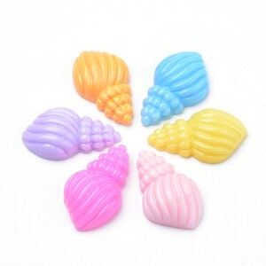 Seashell Cabochons, Spiral Shells, Pastel Mixed Resin Embellishments ...