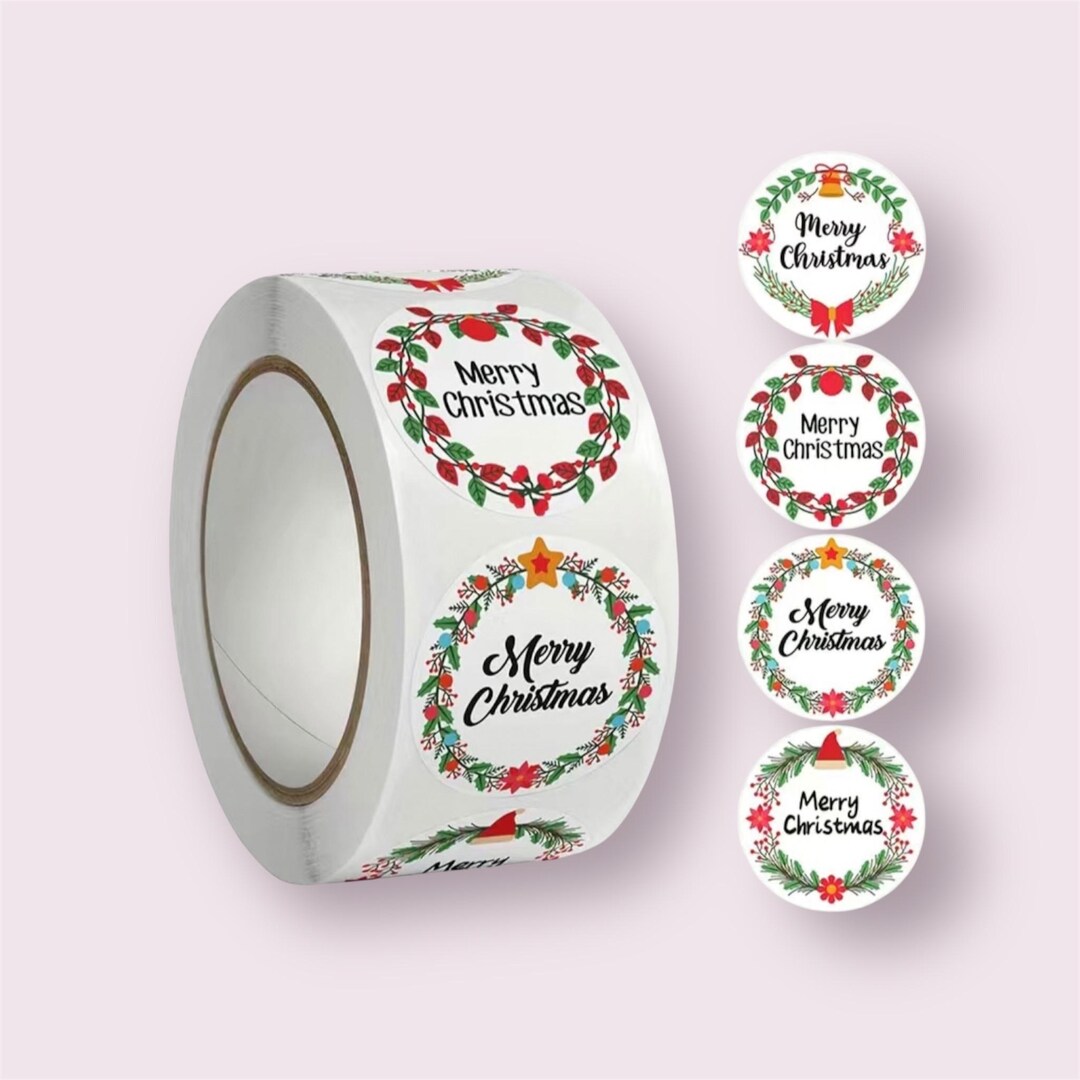 Christmas Craft Stickers, 25mm Round Red and Green Merry Christmas ...