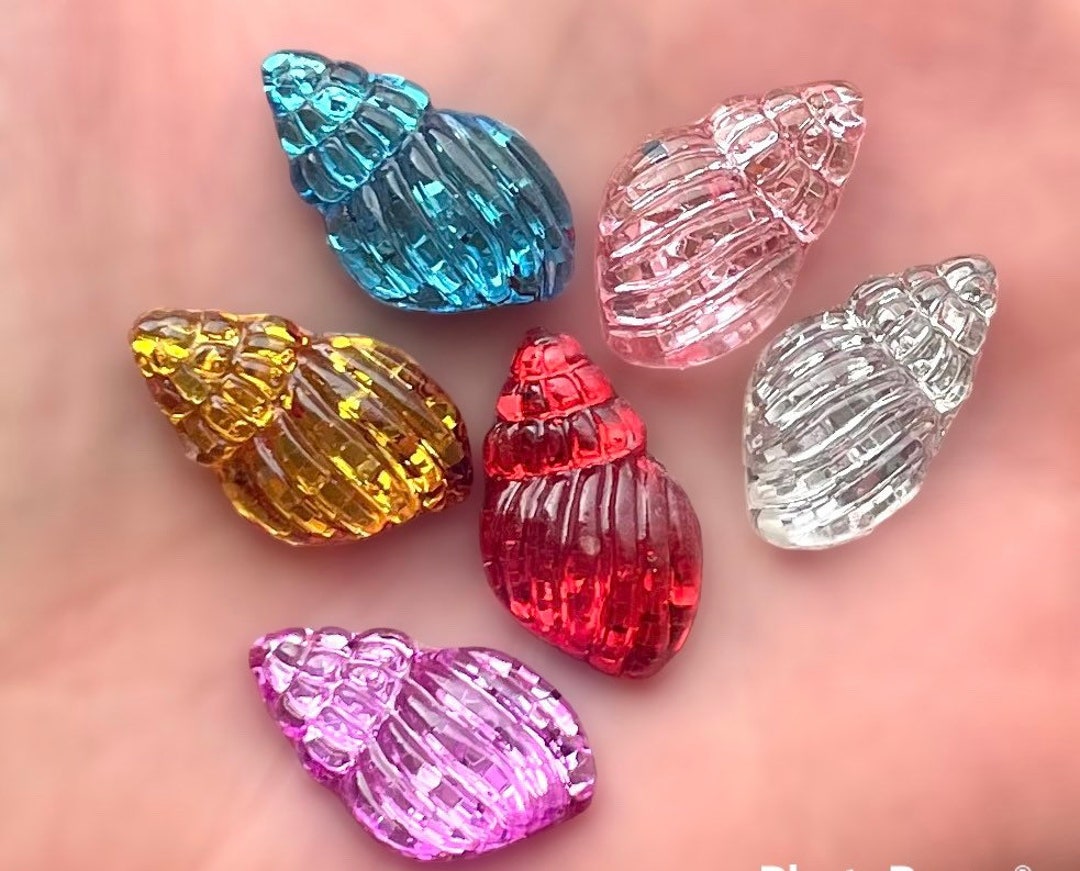 Seashell Cabochons, Spiral Shells, Glitter Mixed Resin Embellishments ...