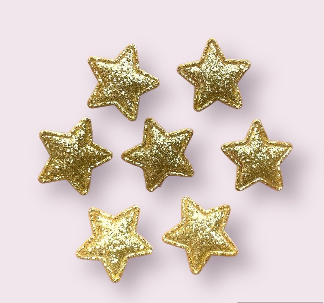 Star Fabric Embellishments, Gold Glitter Padded Fabric 18mm Stars ...