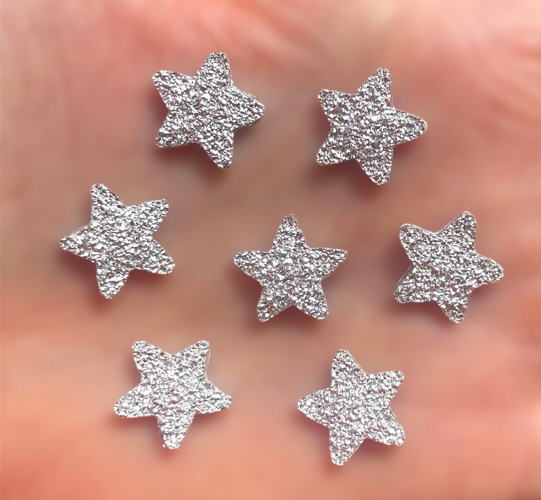 Silver Star Cabochons, 14mm Ore Resin Flat Back Embellishments ...