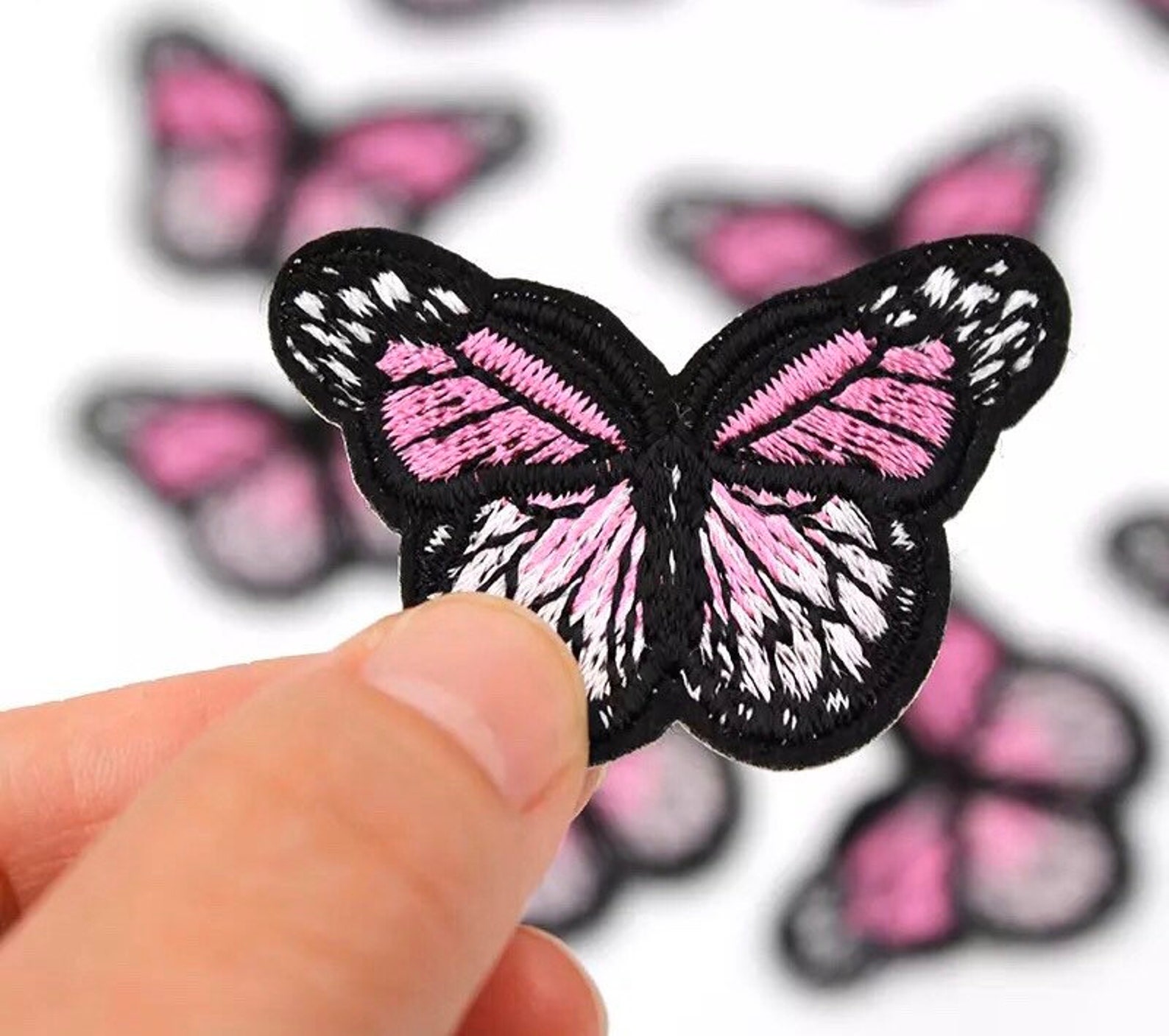 Pink Butterfly Mini Patches X 2 Iron on Embroidered Butterfly - Etsy UK