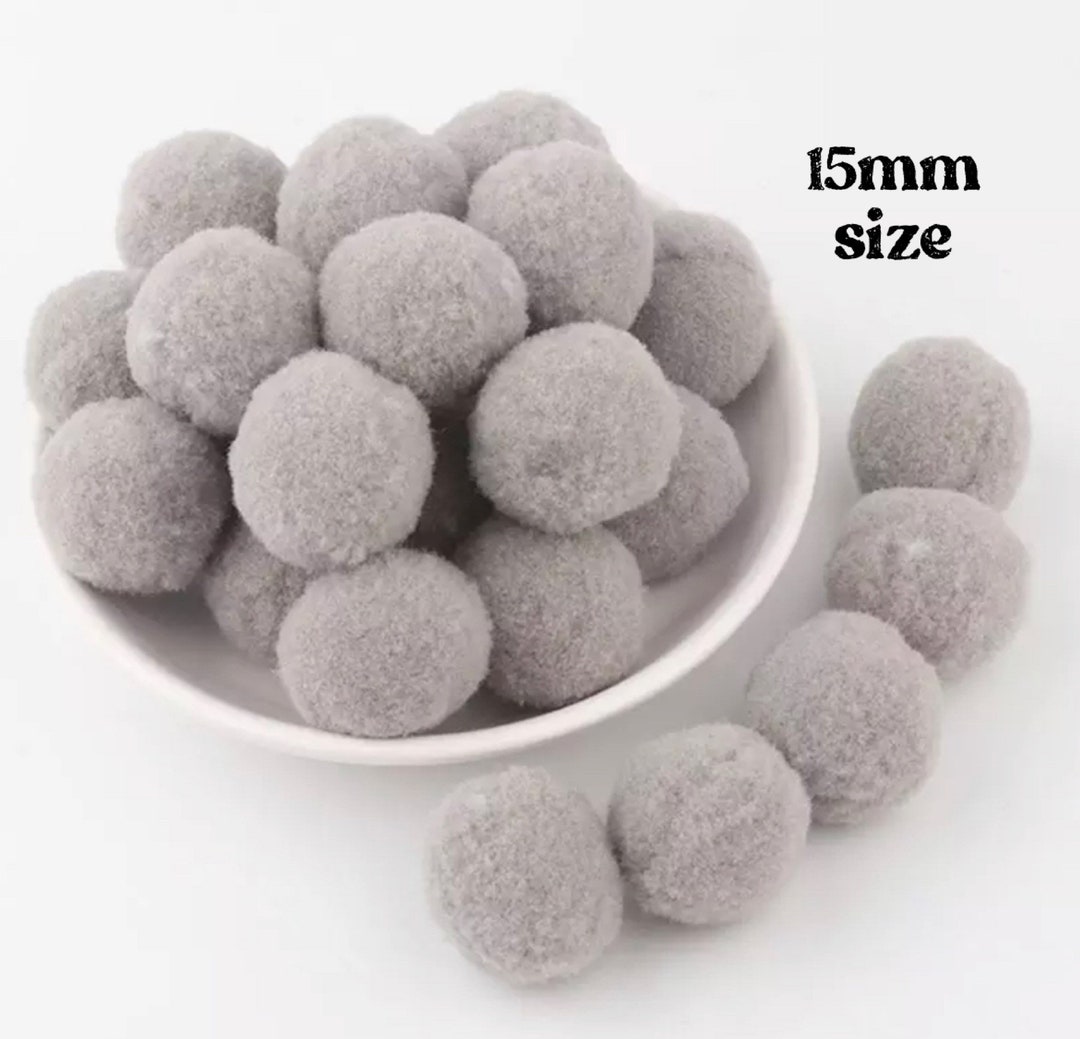 Pom Poms, Grey Mini Pom Poms, 15mm Craft Embellishments, Kids Crafts ...