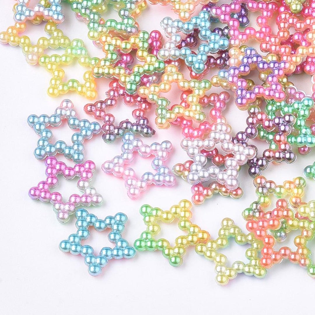 Rainbow Star Embellishments, Multicoloured Pearl Effect Resin Stars ...