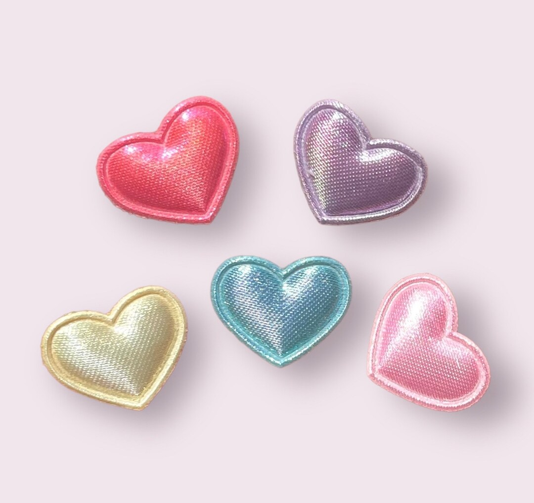 Heart Shaped Pastel Metallic Fabric Embellishments, 18mm Fabric Hearts ...
