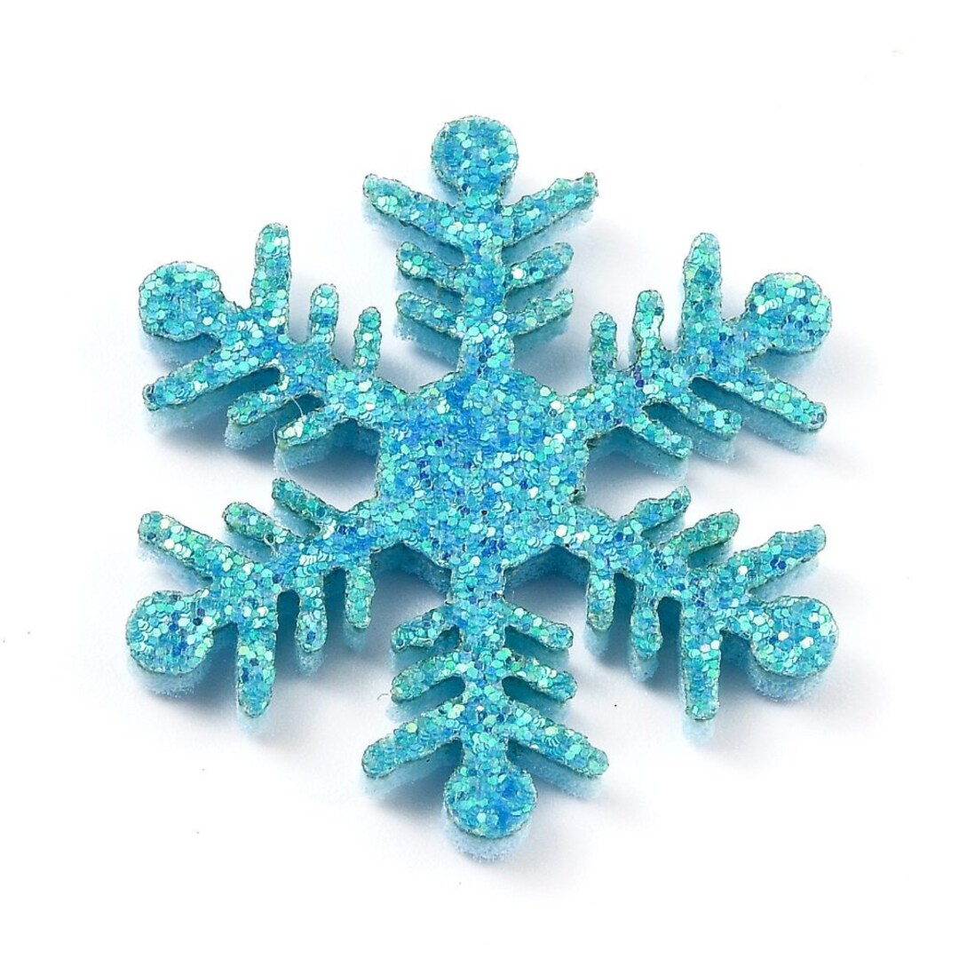 Felt Blue Snowflake Shapes, 36mm Blue Sparkly Glitter Snowflake Patch ...