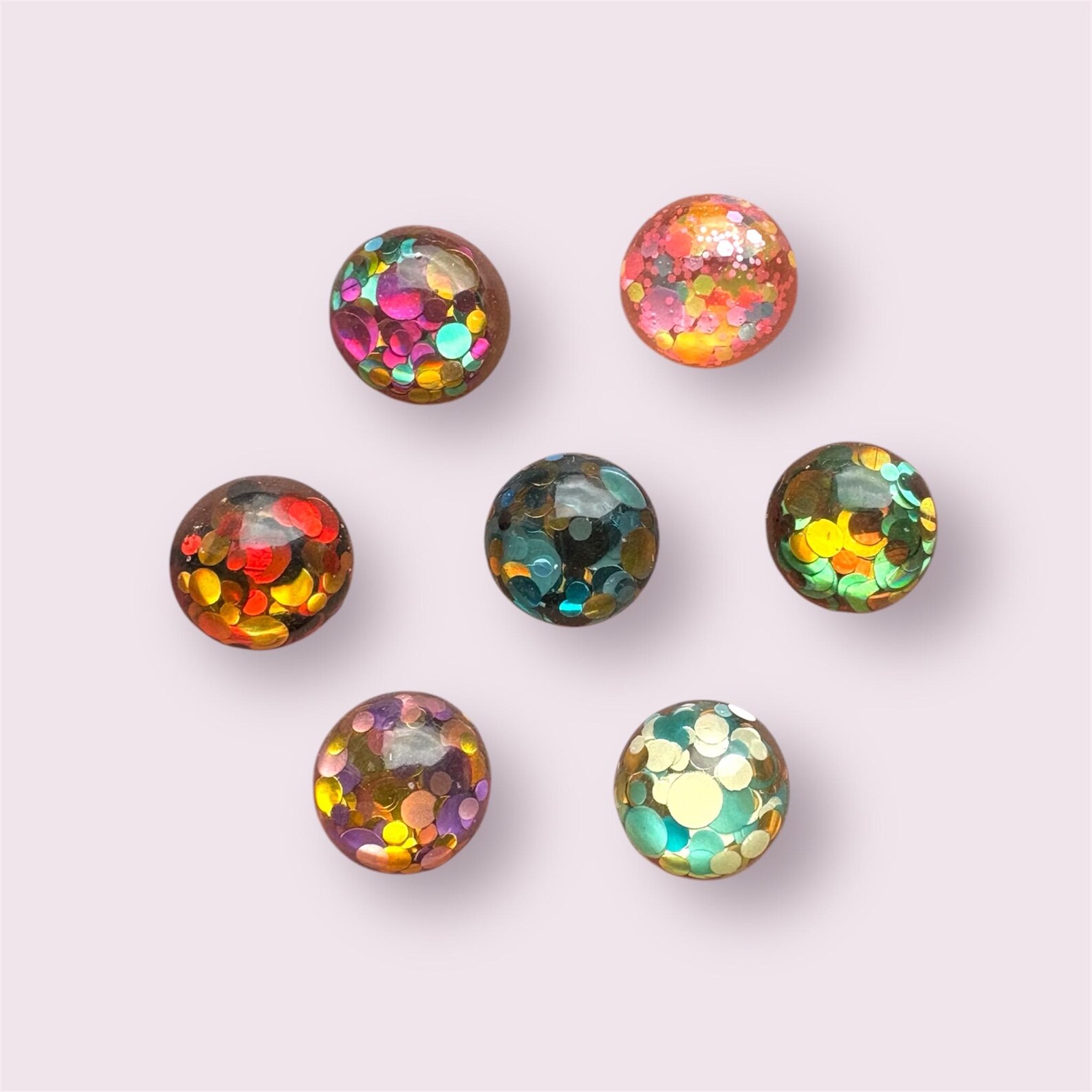 Round Glitter Filled Cabochons, 12mm Resin Flat Back Embellishments ...
