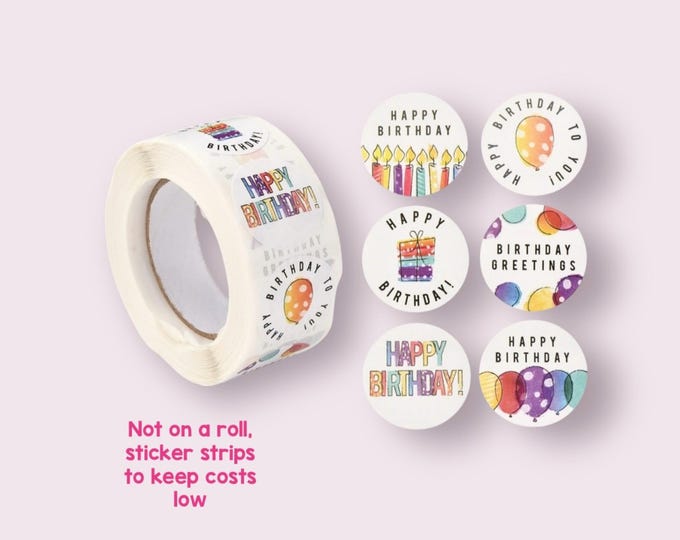 Birthday Stickers, 25mm Round Birthday Labels, Envelope Seals, Party ...