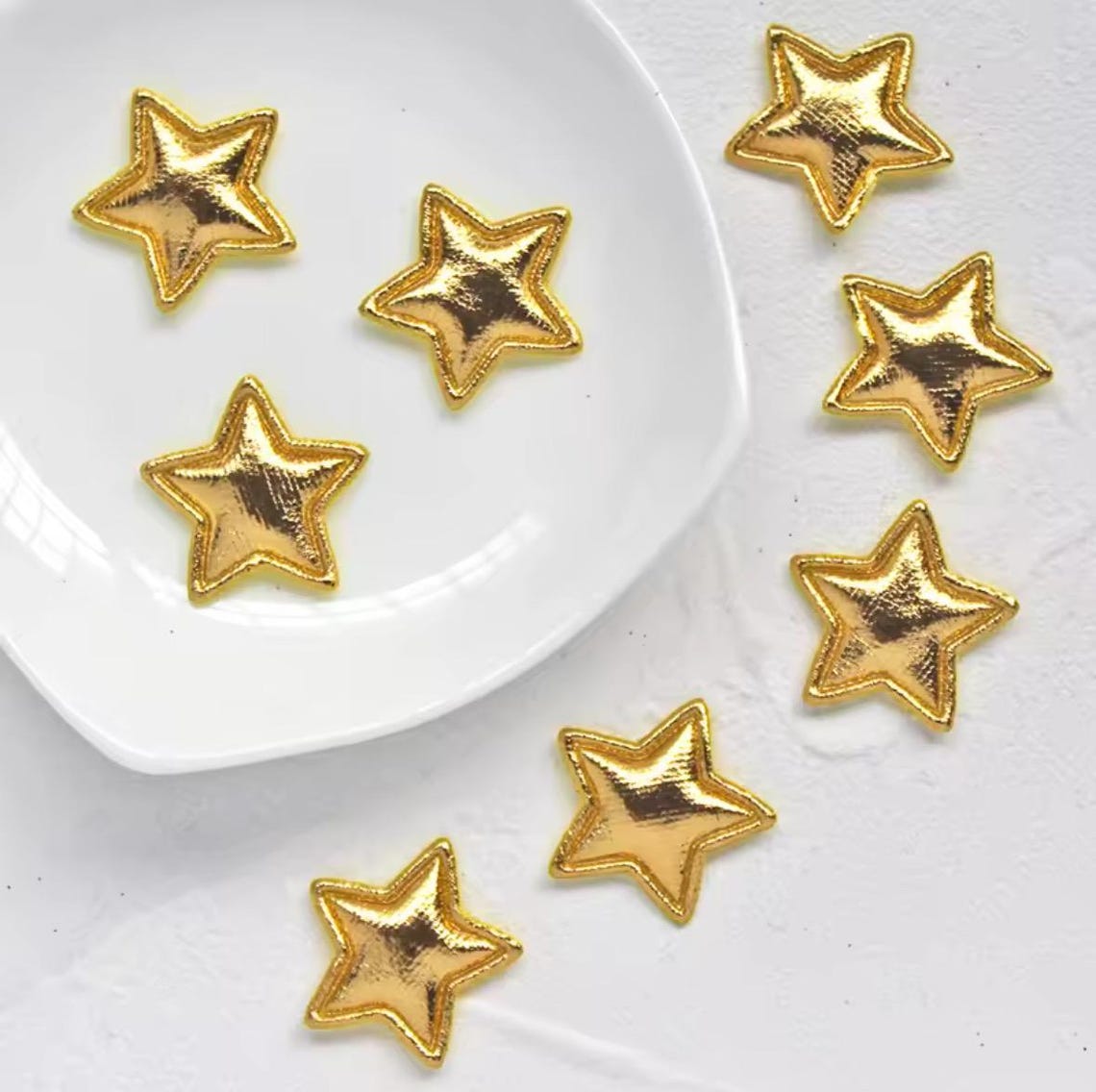 Metallic Gold Padded Fabric Stars, 25mm Shiny Star, Craft ...