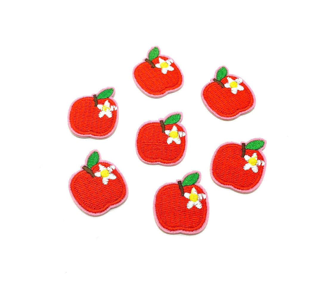 Apple Embroidered Patch, Iron on Fruit Patches, 32mm Appliqué Apple ...