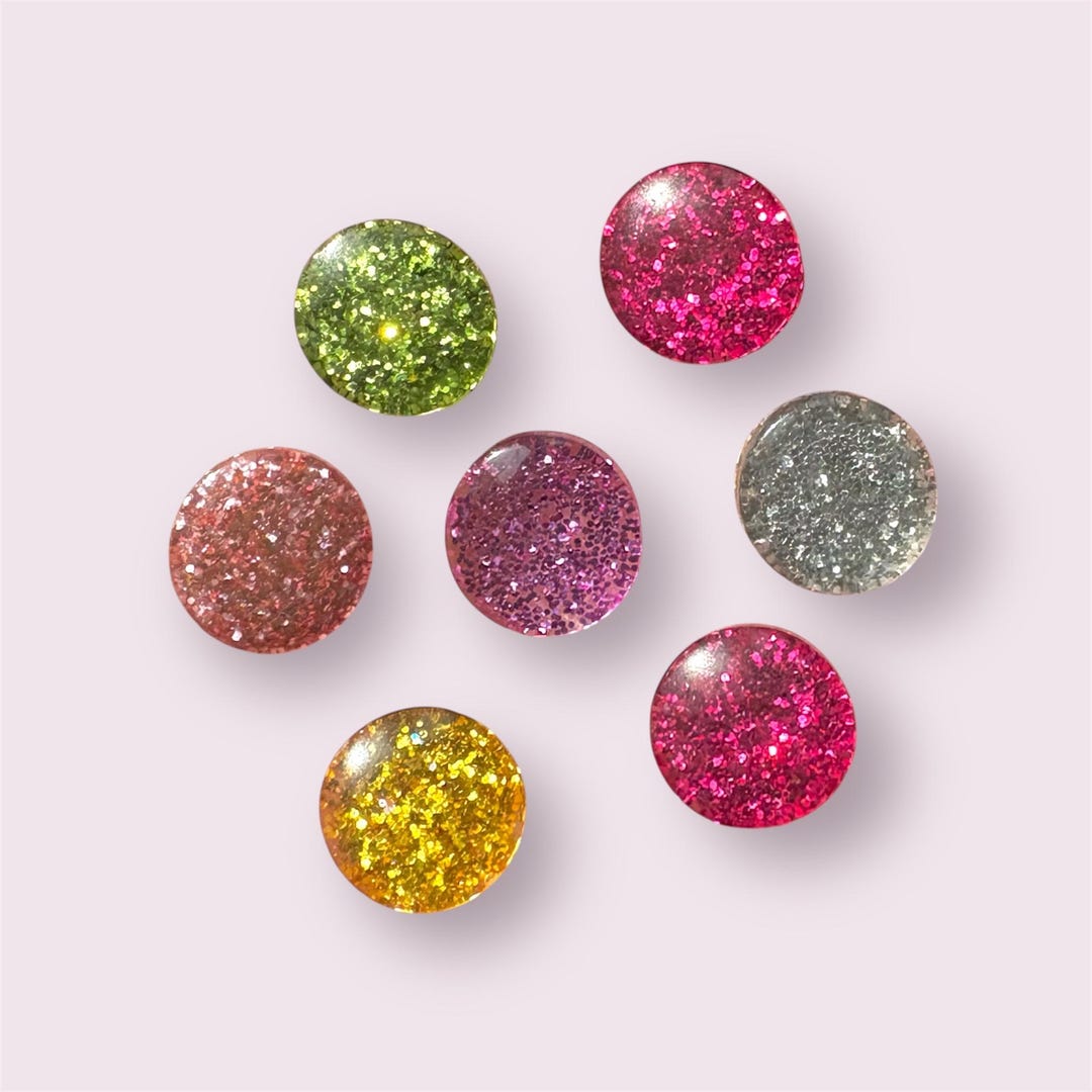 Round Glitter Cabochons, Mixed Colour 14mm Resin Flat Back ...