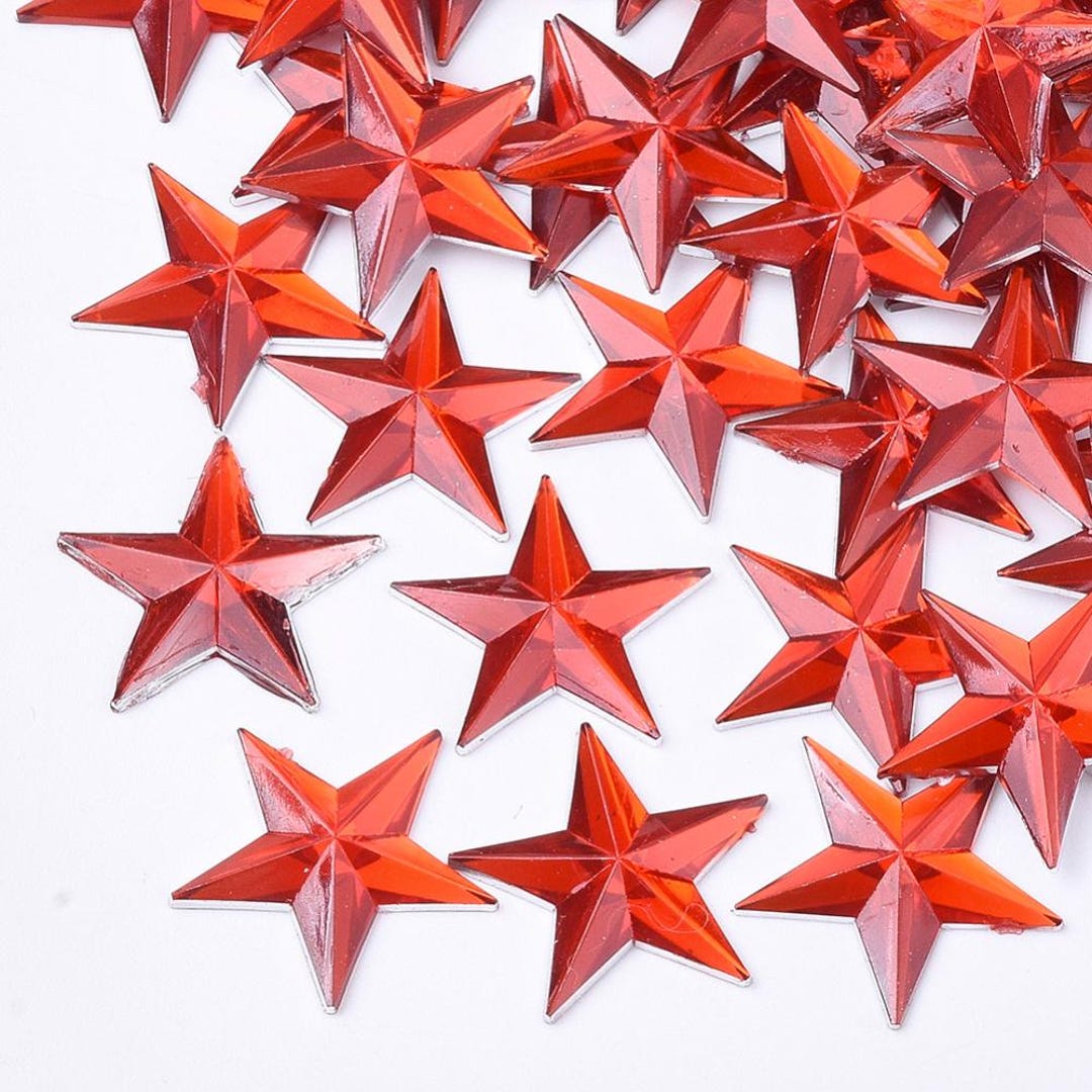 Star Acrylic Red Cabochons, 13mm Flat Back Star Cabochon, Star Shaped ...
