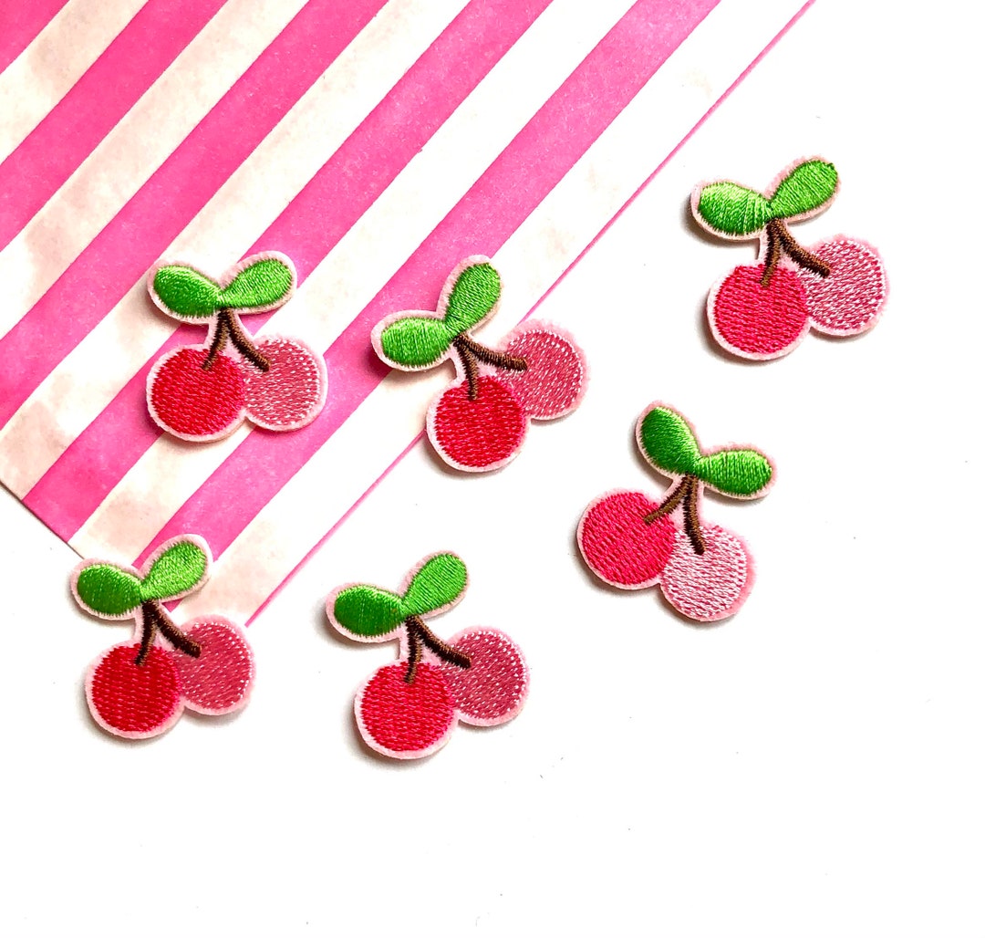 Cherry Embroidered Patch, Iron on Fruit Patches, 32mm Appliqué Cherry ...