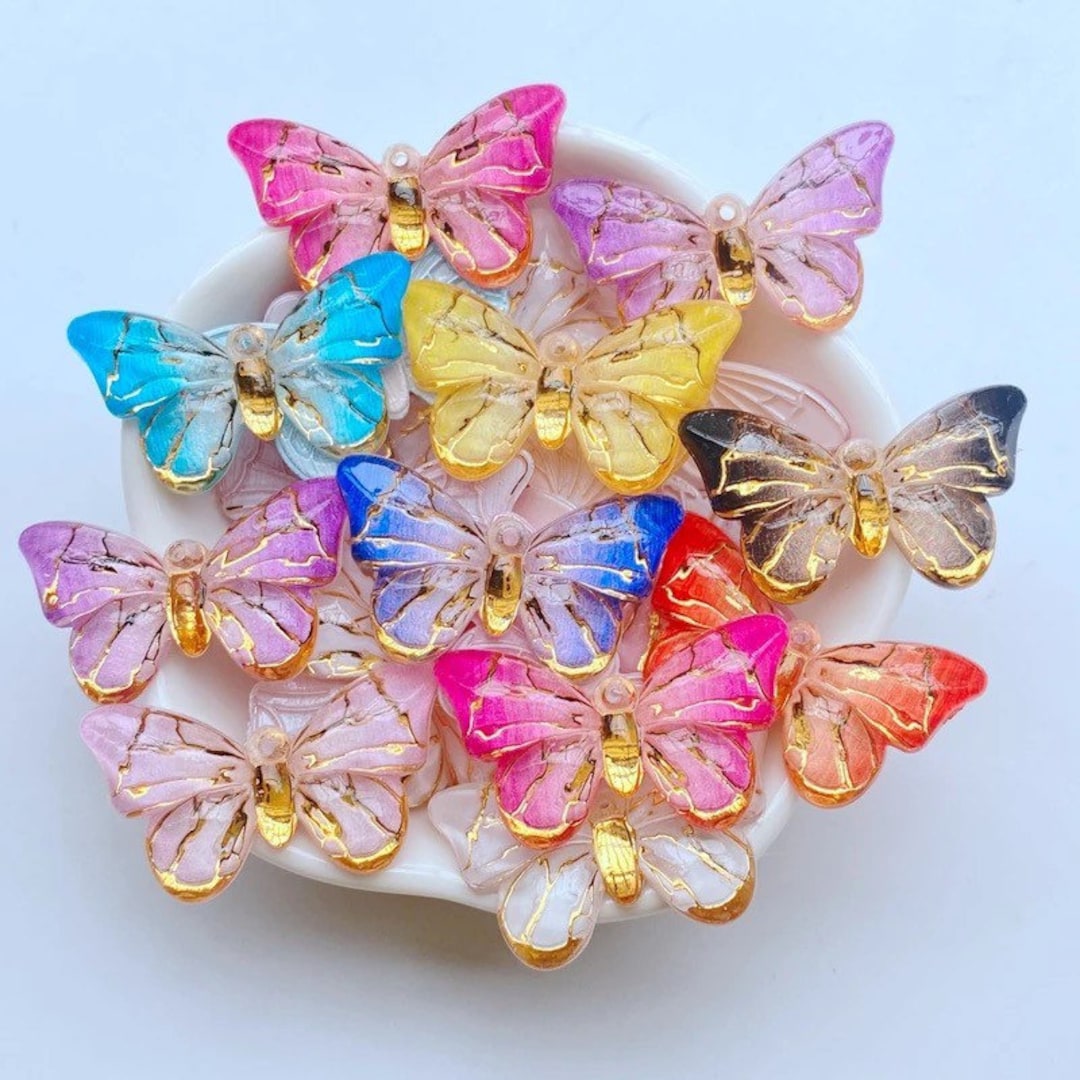 Butterfly Resin Embellishments, 32mm Butterfly Cabochons, Flat Back ...
